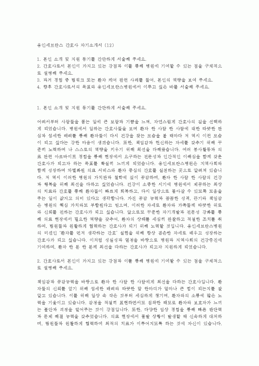 용인세브란스 간호사 자기소개서 (12)