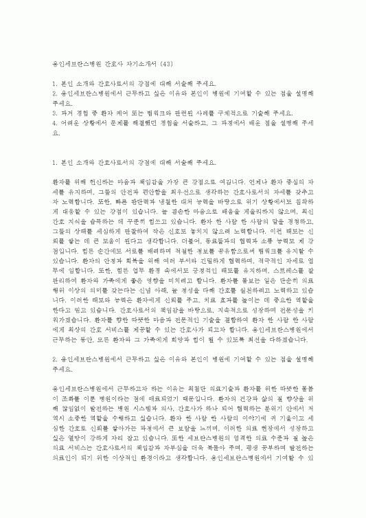 용인세브란스병원 간호사 자기소개서 (43)