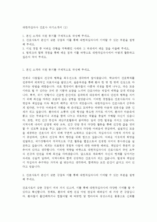 대한적십자사 간호사 자기소개서 (2)