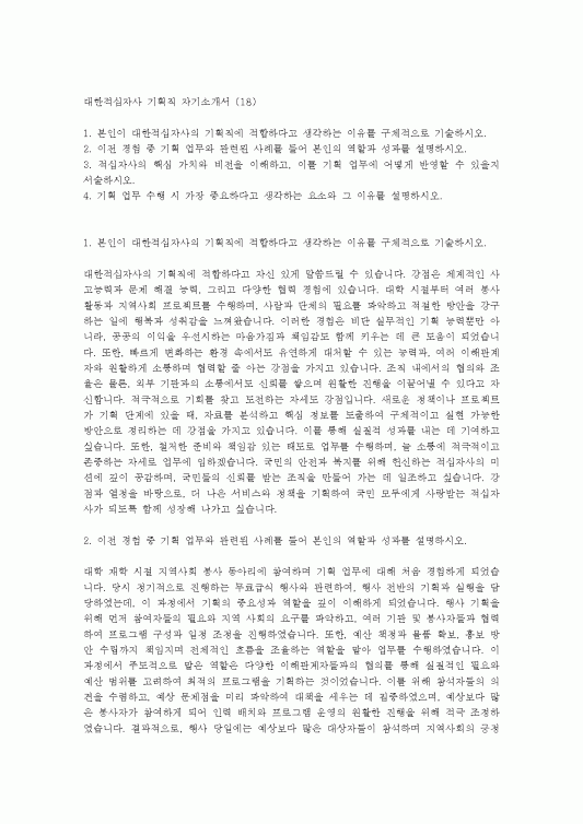 대한적십자사 기획직 자기소개서 (18)