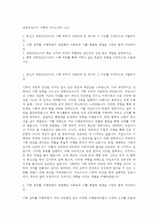 대한적십자사 기획직 자기소개서 (26)