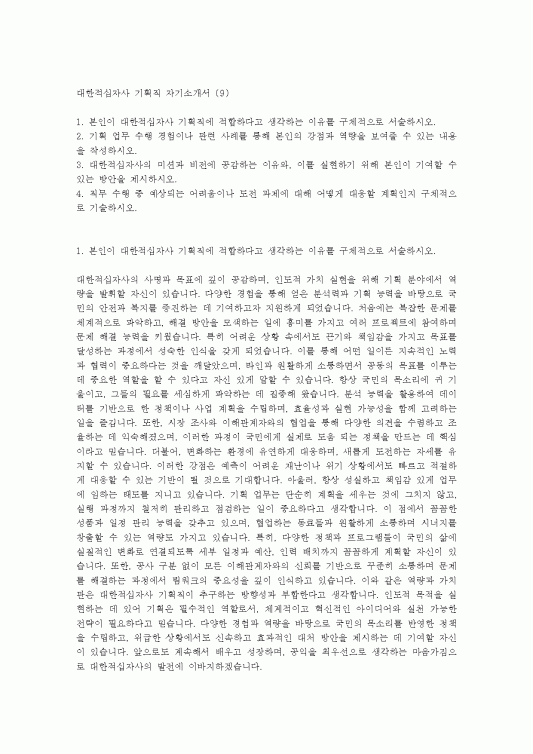 대한적십자사 기획직 자기소개서 (9)