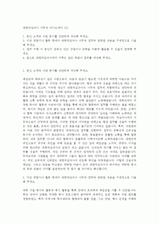 대한적십자사 사무직 자기소개서 (6)