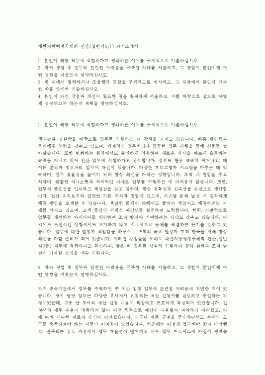 대한지방행정공제회 전산(일반직6급) 자기소개서