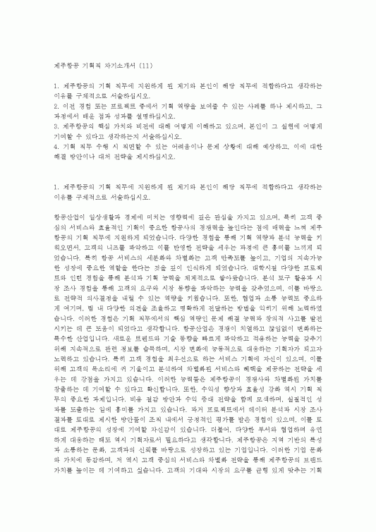 제주항공 기획직 자기소개서 (11)