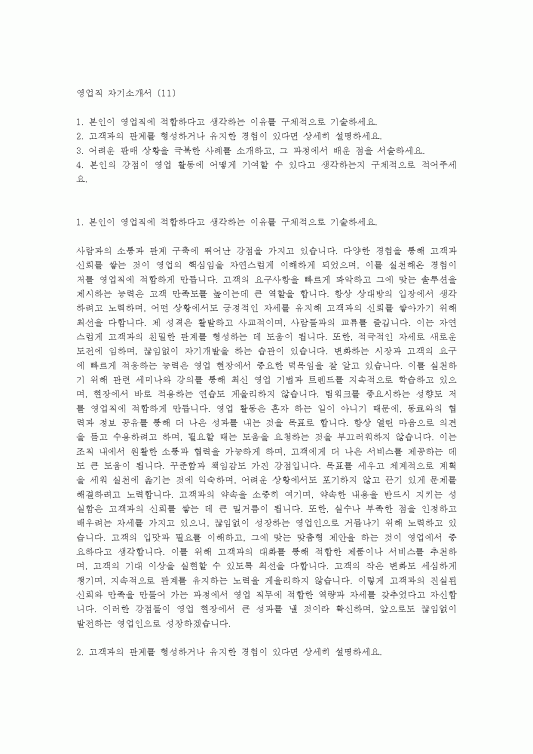 영업직 자기소개서 (11)