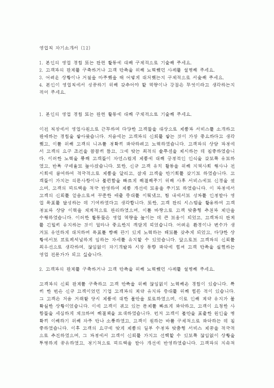 영업직 자기소개서 (12)