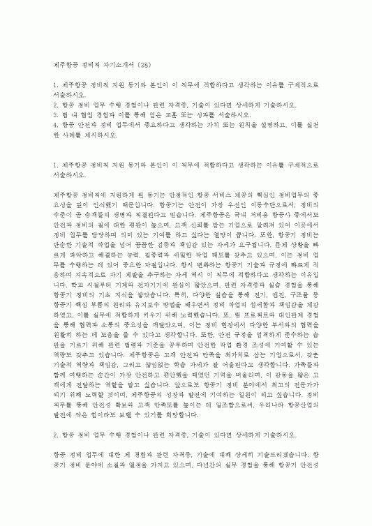 제주항공 정비직 자기소개서 (28)