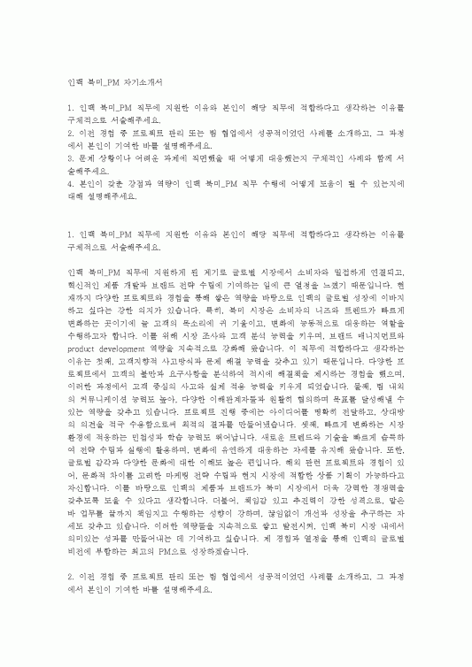 인팩 북미_PM 자기소개서