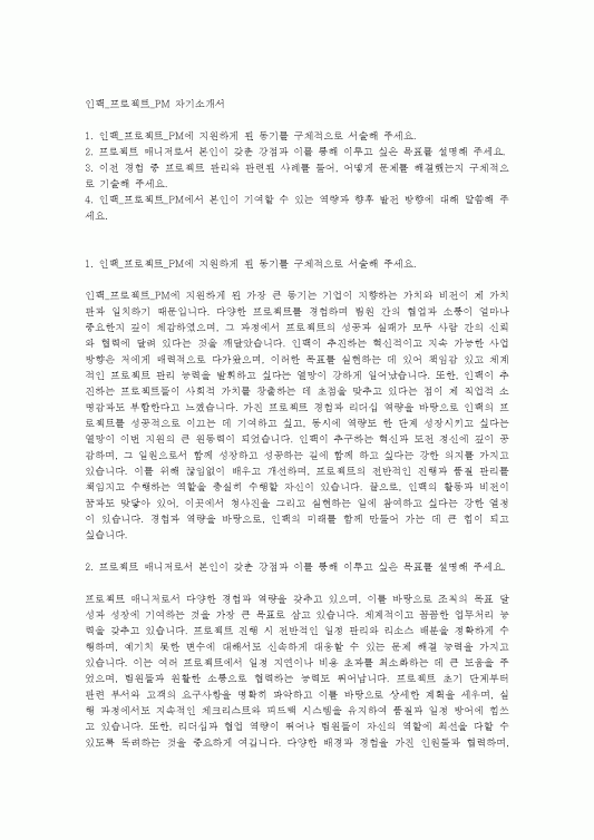 인팩_프로젝트_PM 자기소개서