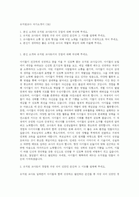 유치원교사 자기소개서 (38)