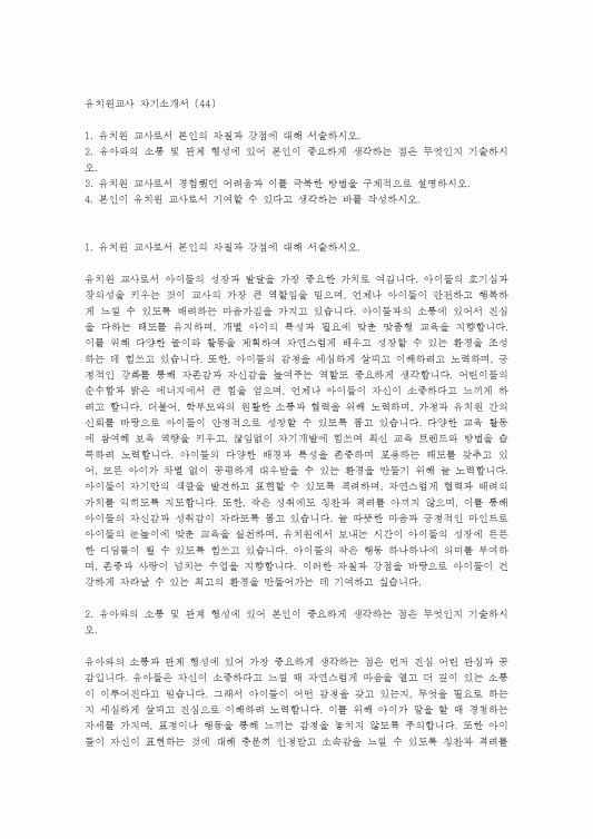 유치원교사 자기소개서 (44)