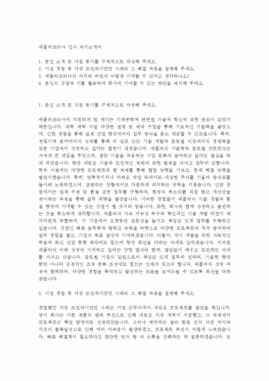 셰플러코리아 인사 자기소개서