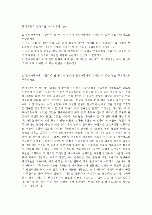 현대자동차 전략지원 자기소개서 (48)