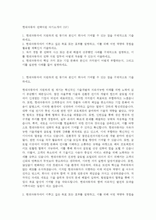 현대자동차 전략지원 자기소개서 (57)