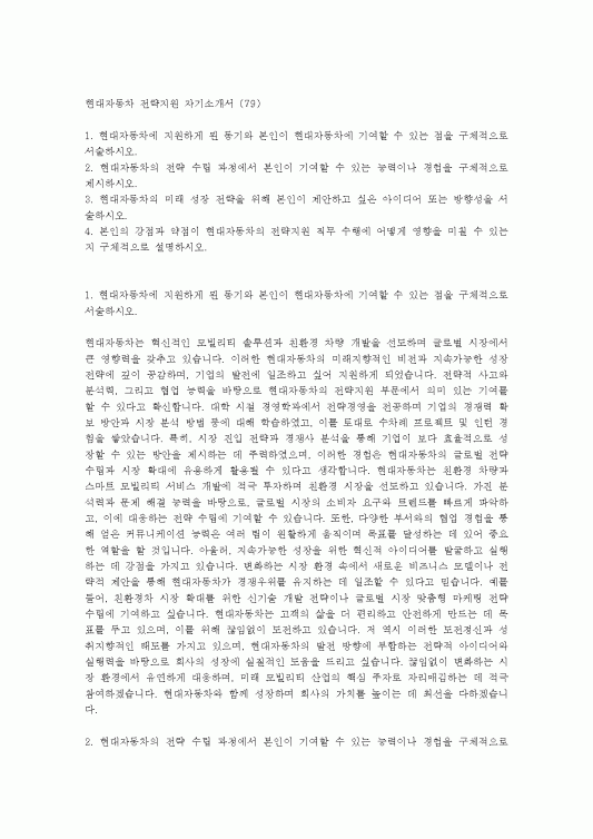 현대자동차 전략지원 자기소개서 (79)