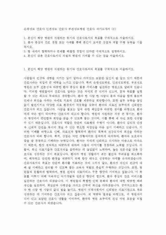 은평성모 간호사 인천성모 부천성모병원 자기소개서 (6)