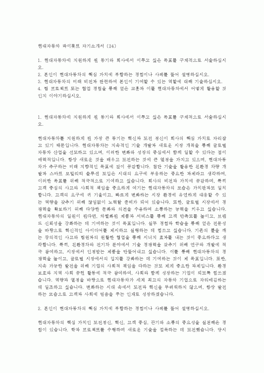 현대자동차 파이롯트 자기소개서 (24)