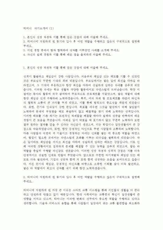 티머니 자기소개서 (1)