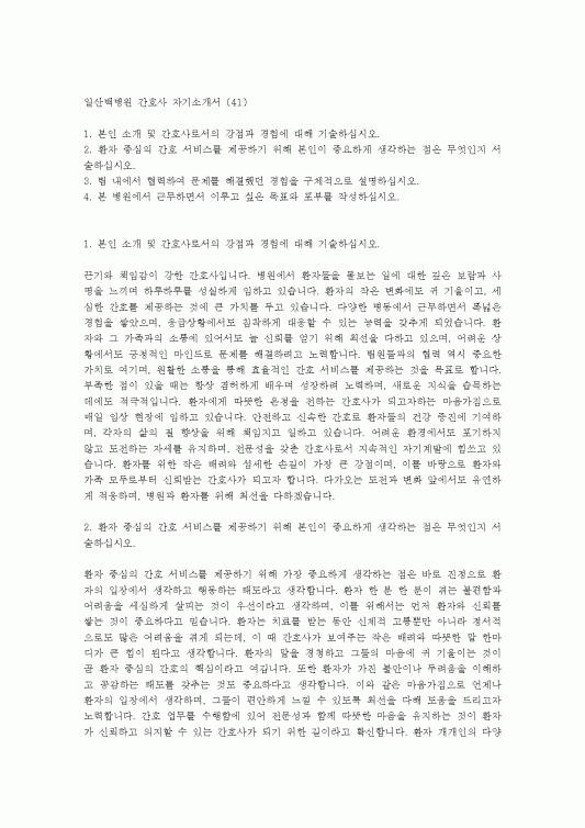 일산백병원 간호사 자기소개서 (41)
