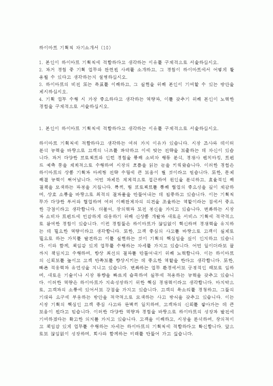 하이마트 기획직 자기소개서 (10)