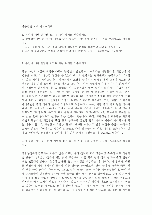 장금상선 기획 자기소개서