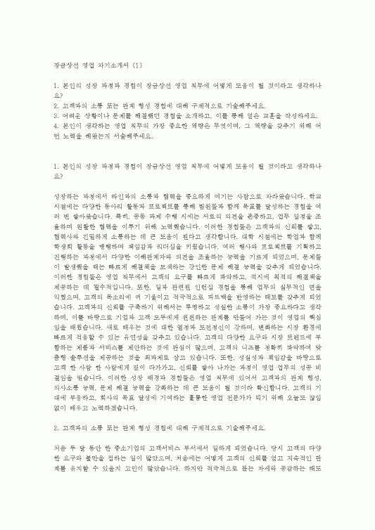 장금상선 영업 자기소개서 (1)