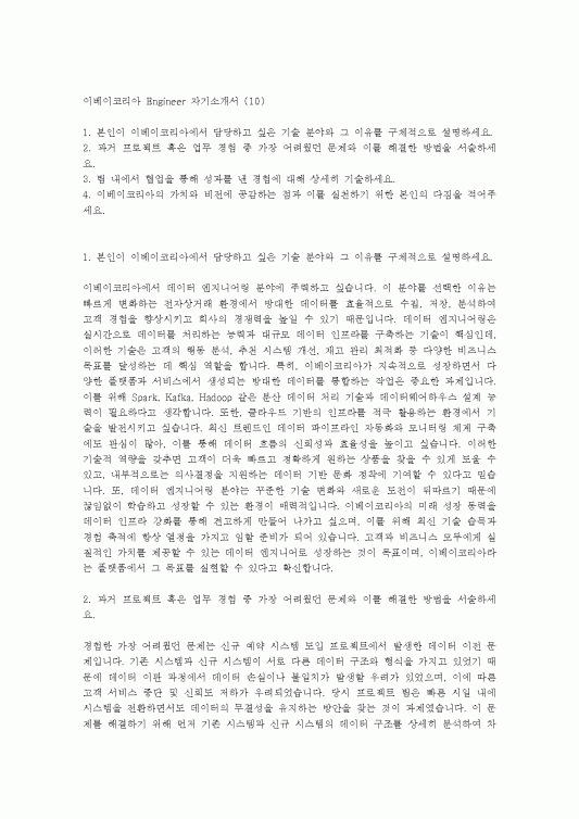 이베이코리아 Engineer 자기소개서 (10)