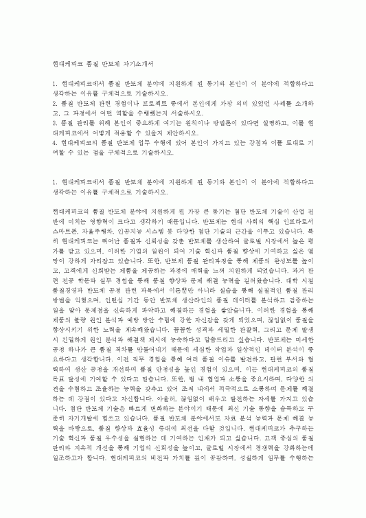 현대케피코 품질 반도체 자기소개서