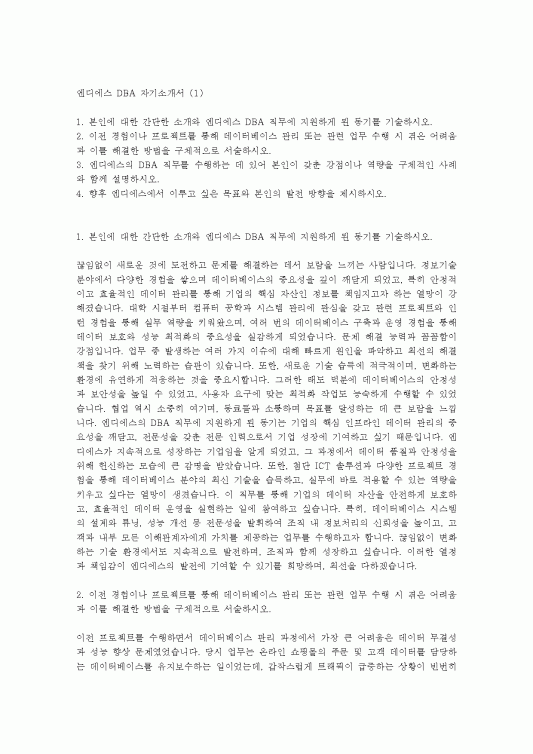 엔디에스 DBA 자기소개서 (1)