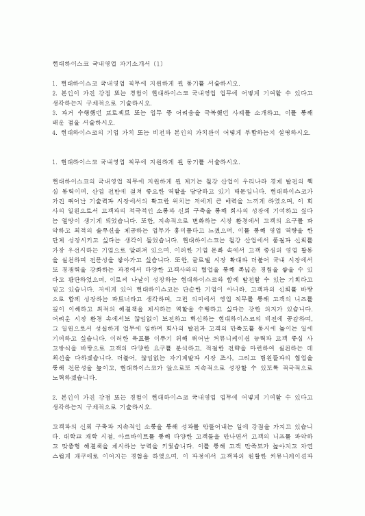 현대하이스코 국내영업 자기소개서 (1)