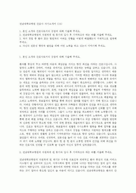 전남대학교병원 간호사 자기소개서 (15)