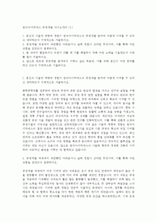 원익아이피에스 공정개발 자기소개서 (1)