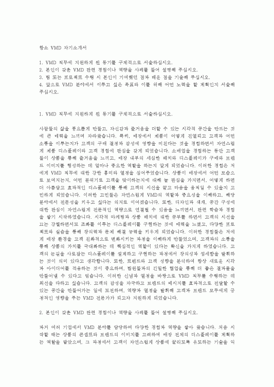 항소 VMD 자기소개서
