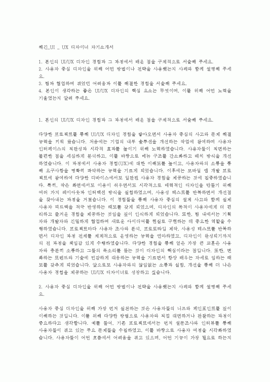 해긴_UI _ UX 디자이너 자기소개서