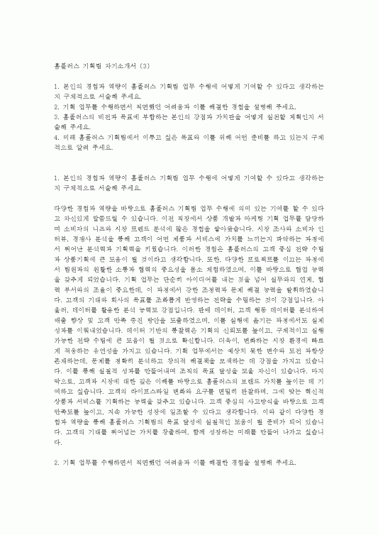 홈플러스 기획팀 자기소개서 (3)
