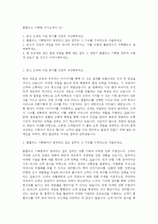 홈플러스 기획팀 자기소개서 (6)