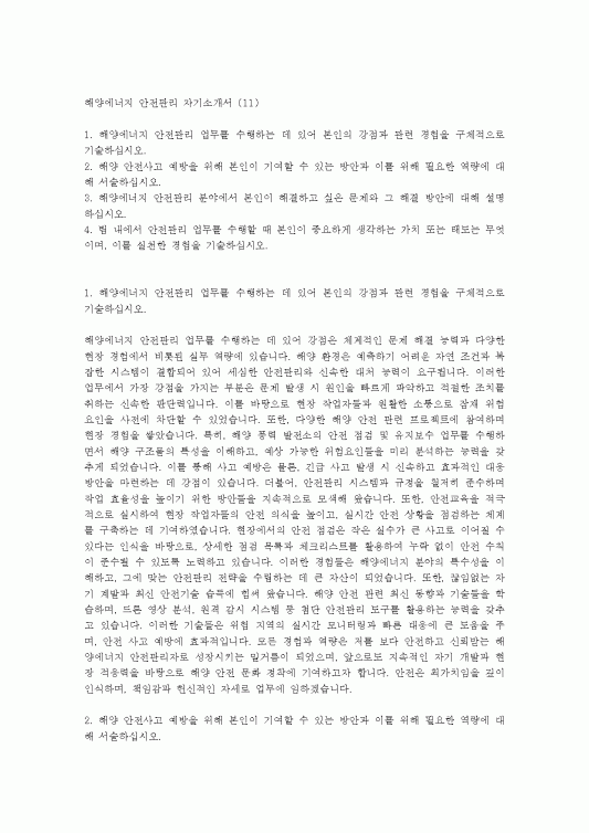 해양에너지 안전관리 자기소개서 (11)