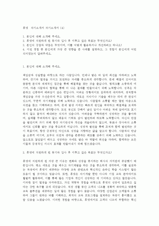 휴넷 자기소개서 (4)