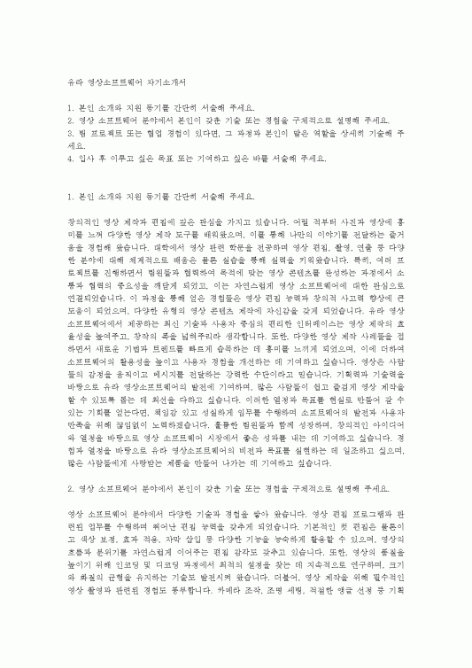 유라 영상소프트웨어 자기소개서