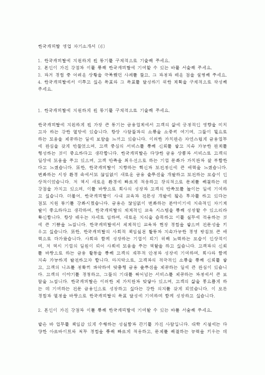 한국캐피탈 영업 자기소개서 (6)