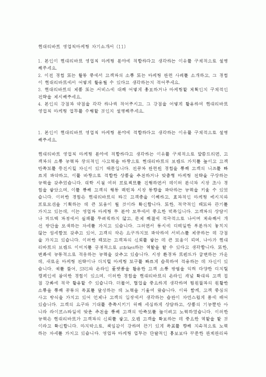 현대리바트 영업직마케팅 자기소개서 (11)