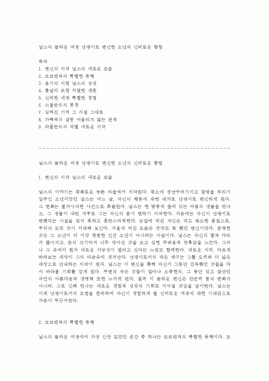 닐스의 놀라운 여정 난쟁이로 변신한 소년의 신비로운 탐험
