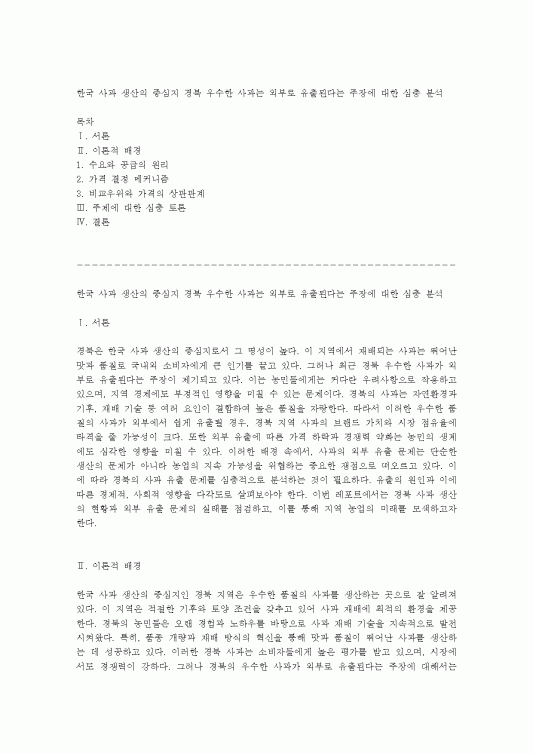 한국 사과 생산의 중심지 경북 우수한 사과는 외부로 유출된다는 주장에 대한 심층 분석
