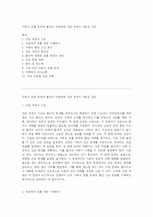 아동의 호흡 문제와 불안의 상관관계 간호 과정의 새로운 접근