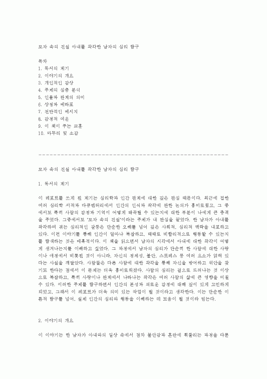 모자 속의 진실 아내를 착각한 남자의 심리 탐구