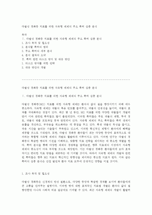 다발성 경화증 치료를 위한 지속형 제제의 주요 특허 심층 분석