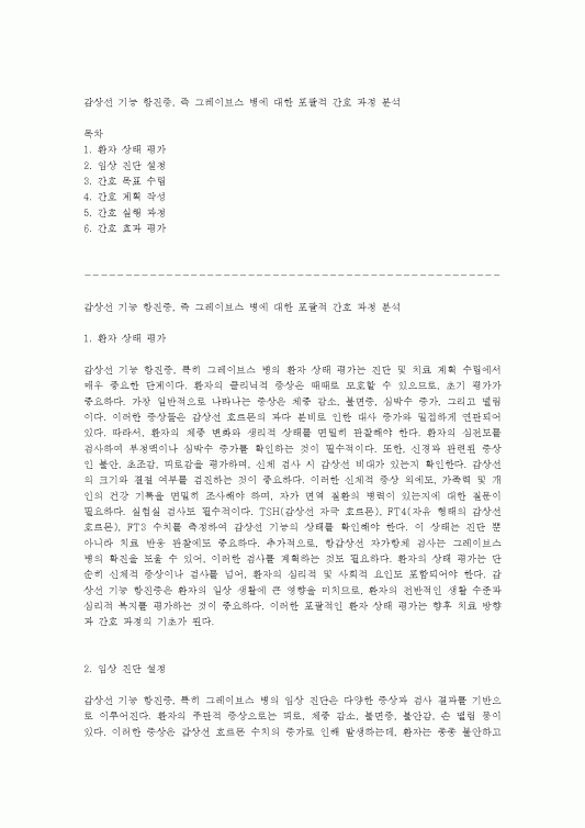 갑상선 기능 항진증, 즉 그레이브스 병에 대한 포괄적 간호 과정 분석