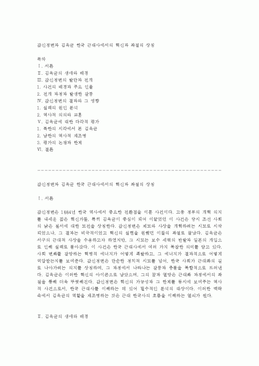 갑신정변과 김옥균 한국 근대사에서의 혁신과 좌절의 상징