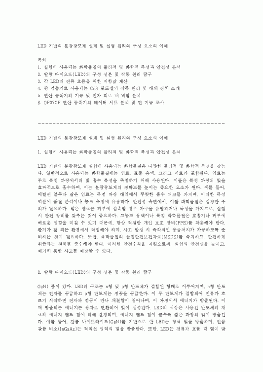 LED 기반의 분광광도계 설계 및 실험 원리와 구성 요소의 이해